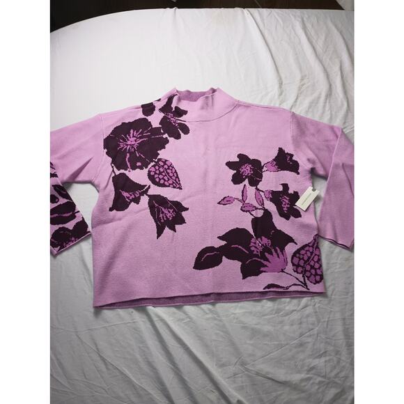 Anthropologie | Sweaters | Anthropologie Jo Faulkner Maeve Floral Purple Mock Neck Sweater Nwt ...